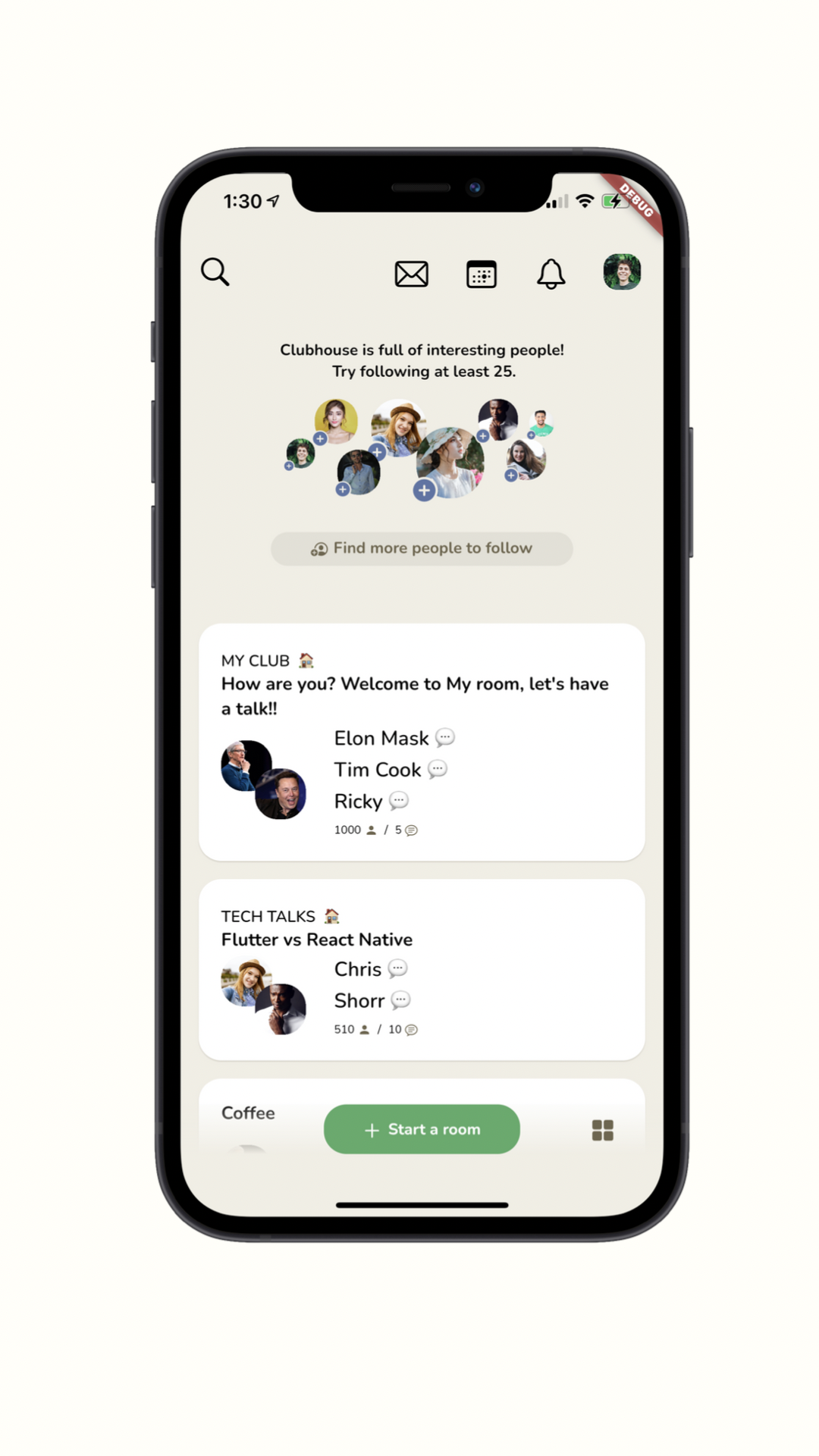 Clubhouse Clone UI Clubhouse Clone UI